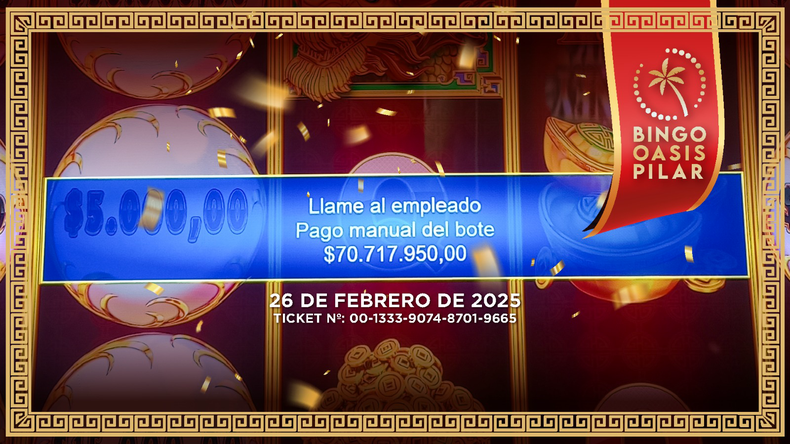 Dupla millonaria en Bingo Oasis Pilar