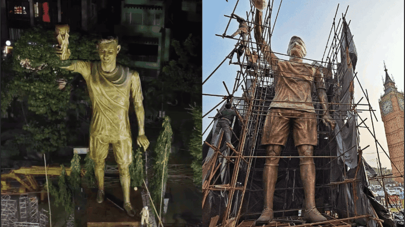 La impactante estatua gigante de Lionel Messi en la India